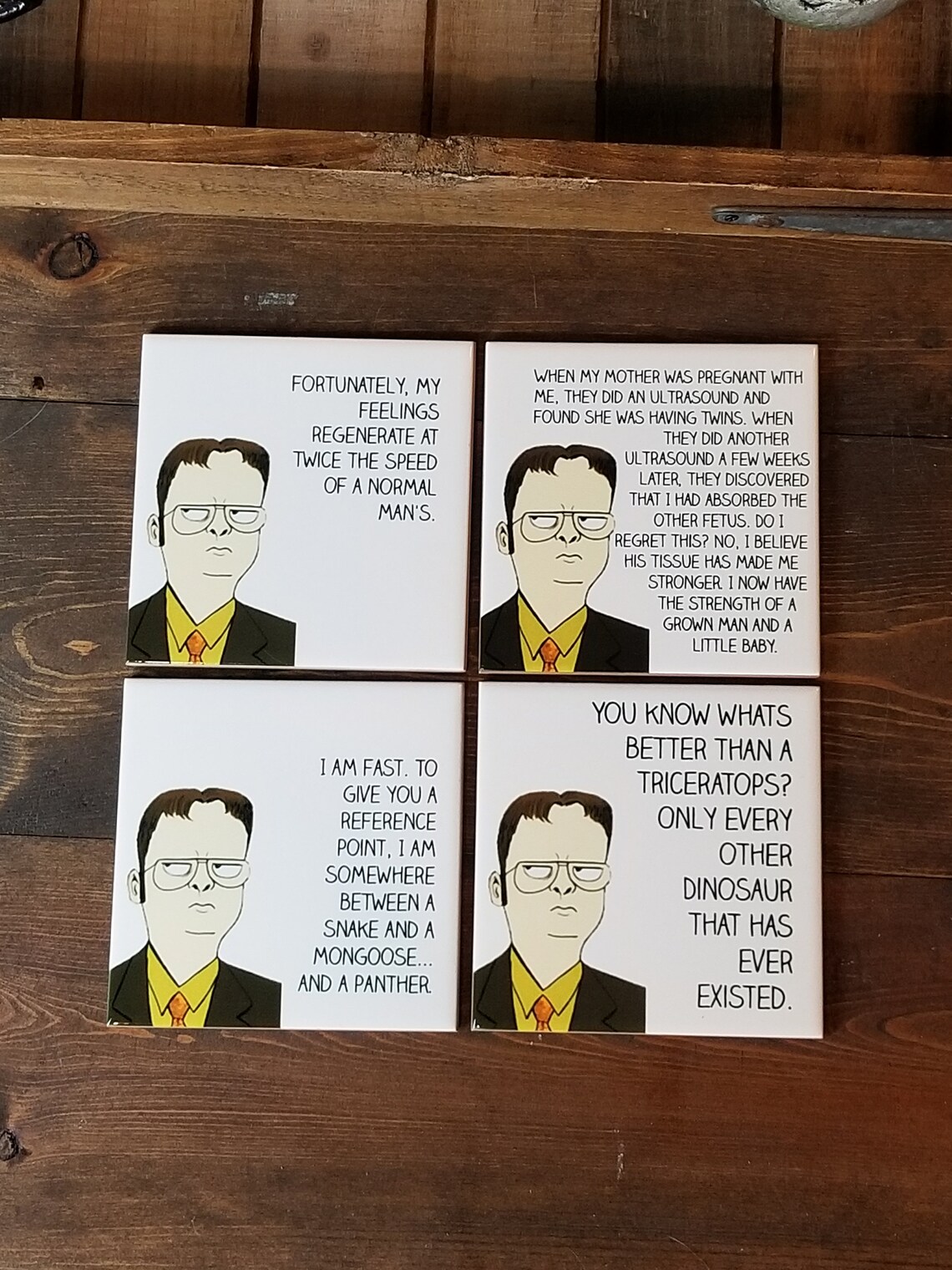 Dwight Schrute Cartoon Coasters | Set of 4 - Best Quotes - the Office ...