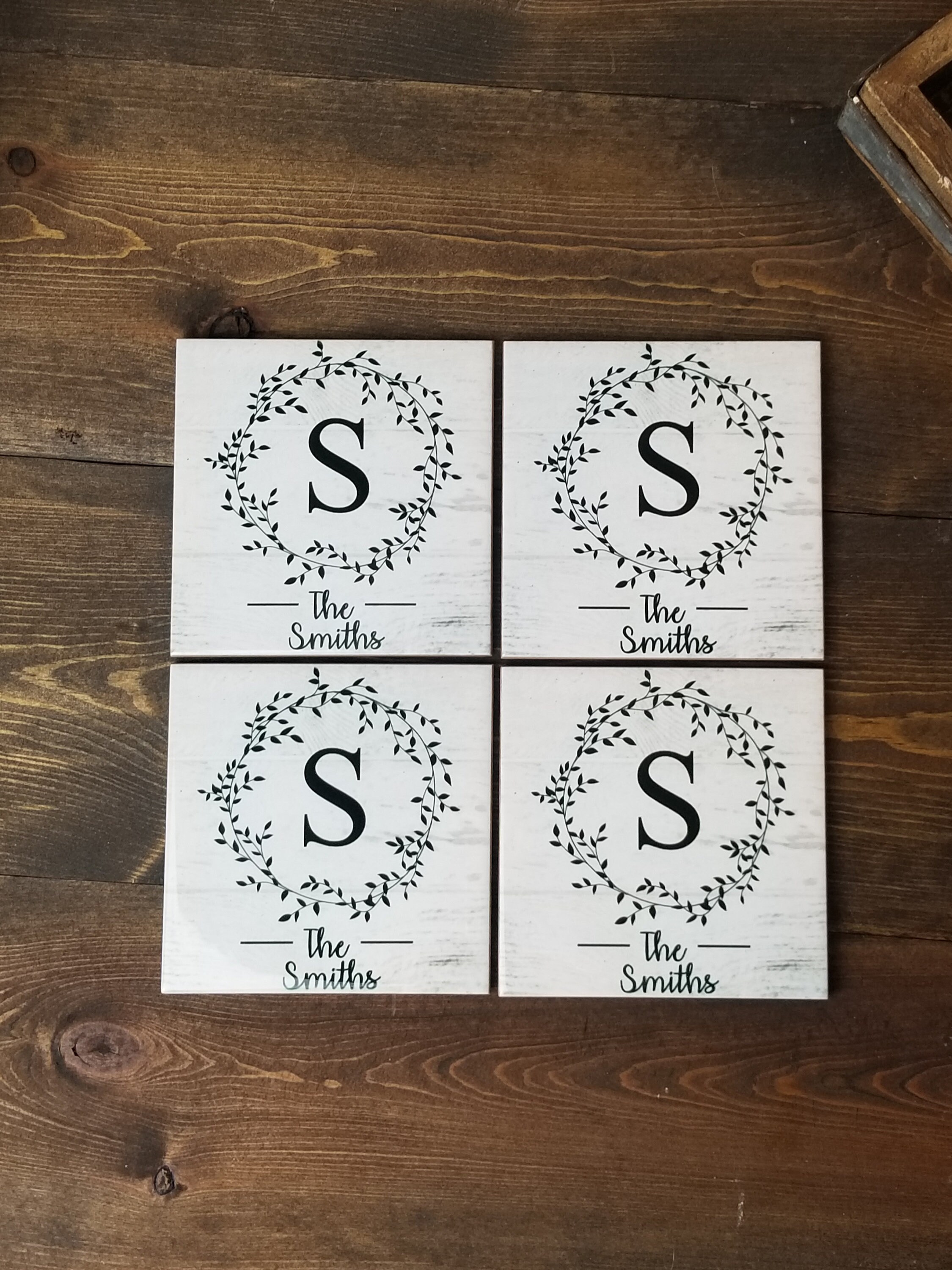 Custom monogram coasters personalized family established | Etsy