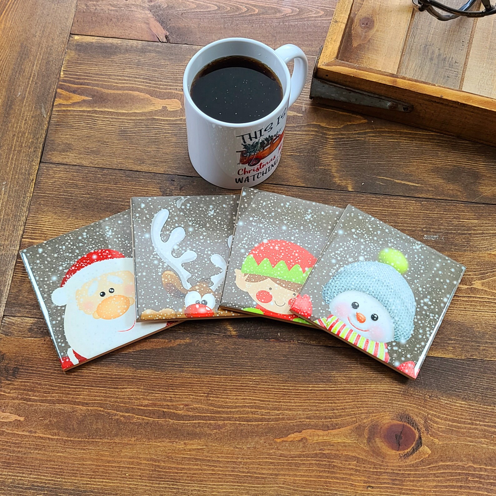 Christmas Coasters Holiday Coasters Snowy Coasters | Etsy