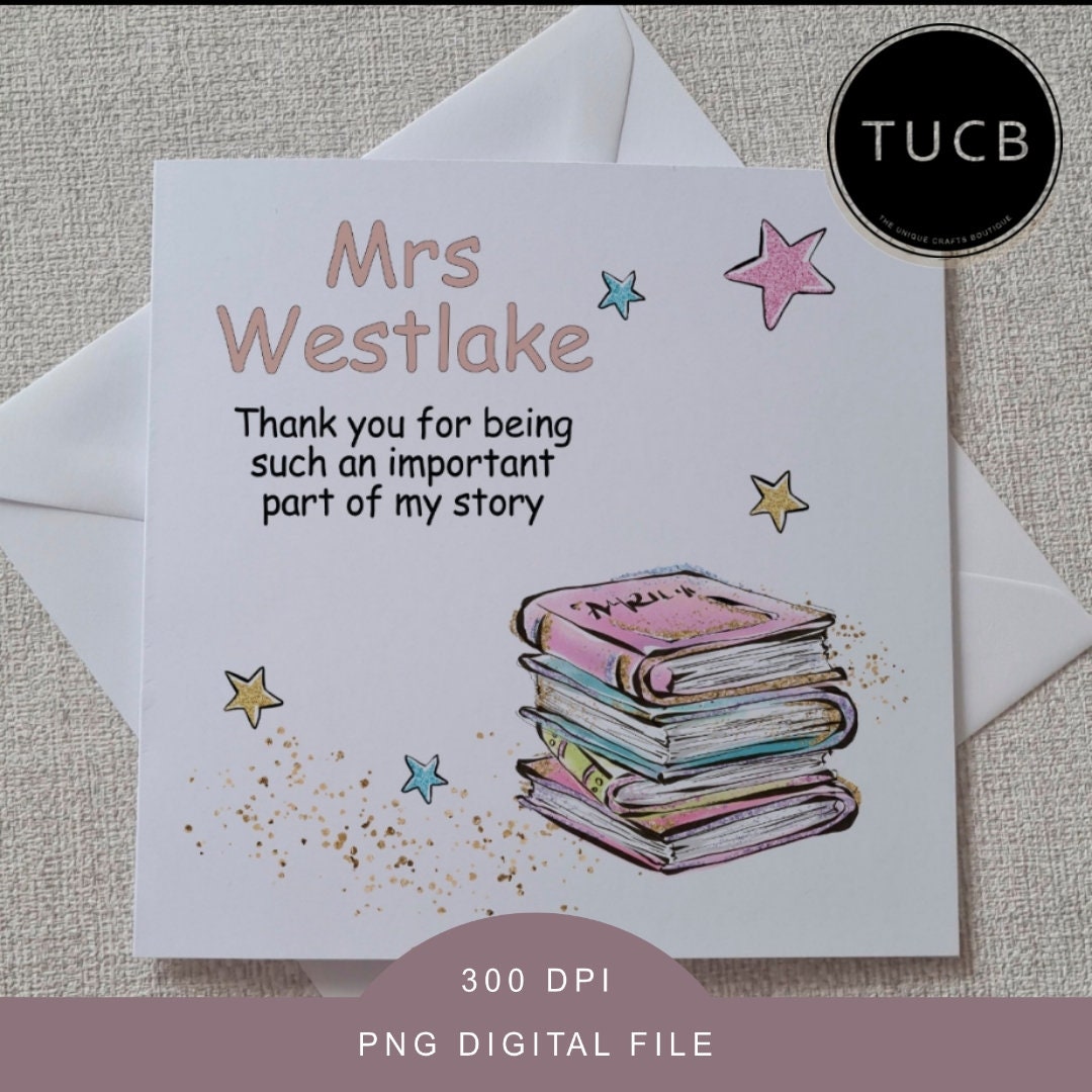 Thank You Teacher Books Downloadable PNG File - Etsy