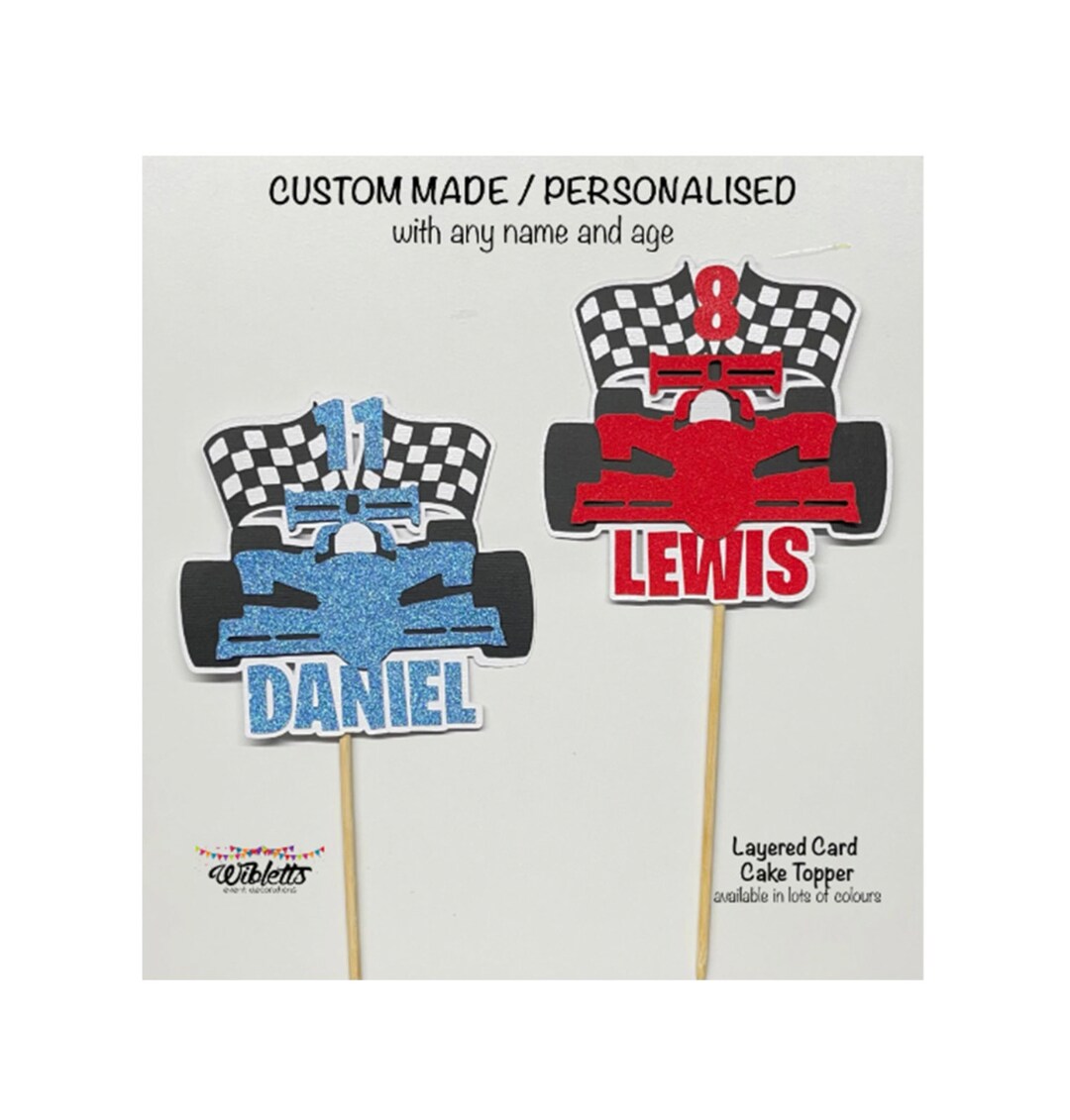 F1 Racing Car Theme Custom Personalised Cake Topper Decoration. Lots of ...