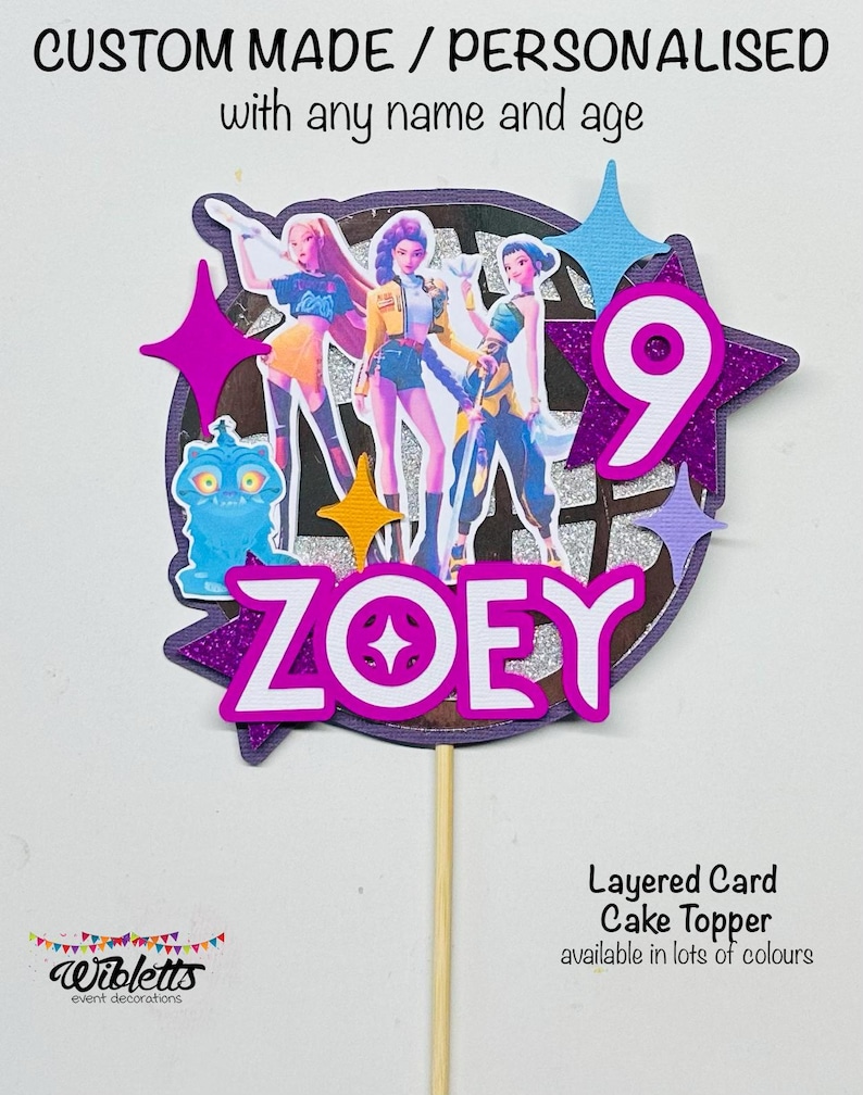 K-pop Demon Hunters Huntrix Theme Birthday Party Cake Topper Decoration ...