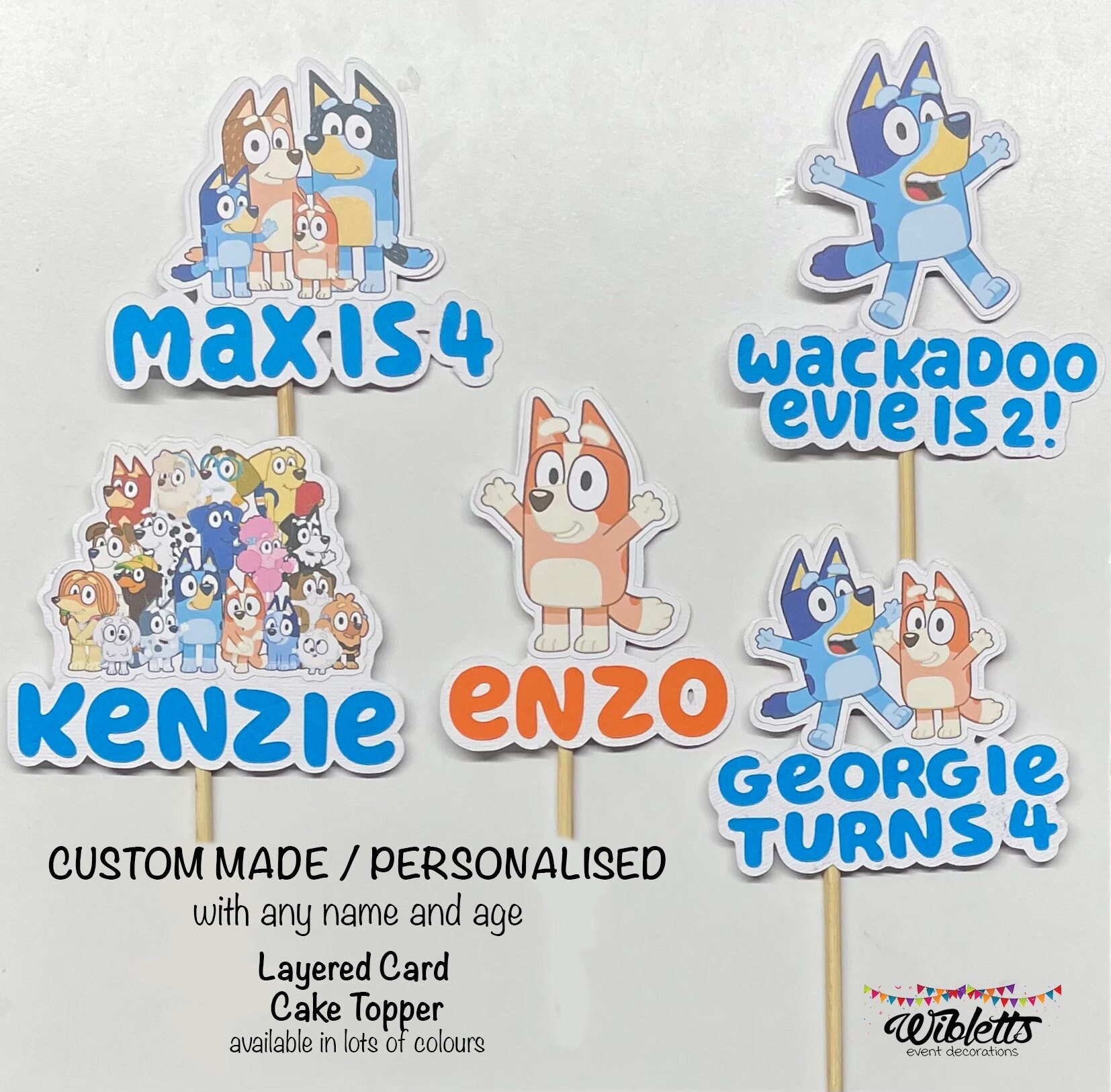 Wackadoo Bluey Inspired Theme Birthday Party Cake Topper | Etsy Australia