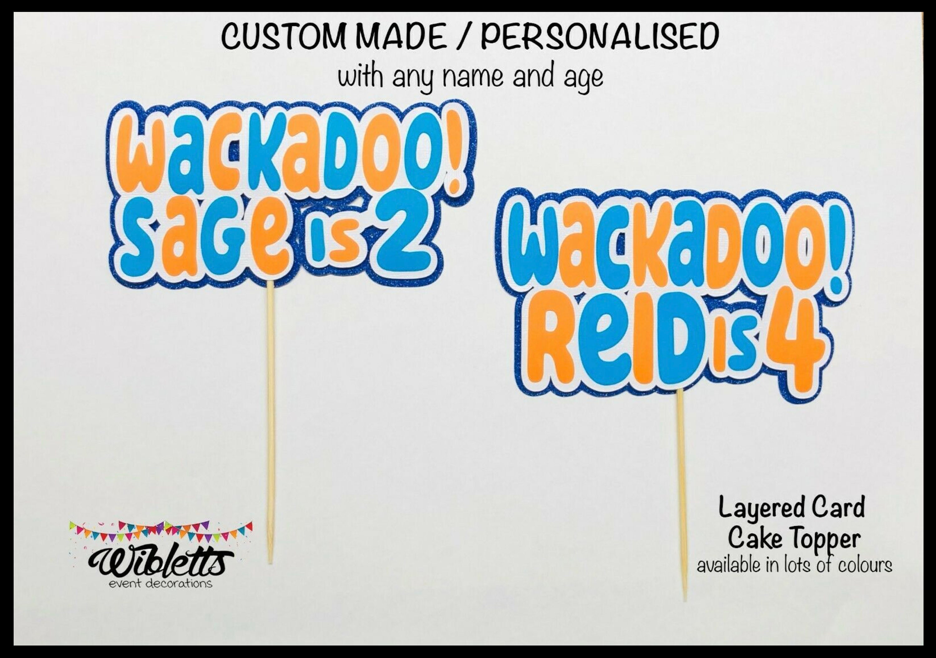 Wackadoo Bluey Inspired Theme Birthday Party Cake Topper | Etsy