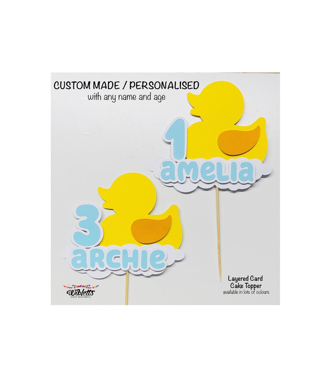 Cute Rubber Ducky Duck Bath Theme Birthday Party Cake Topper Decoration ...