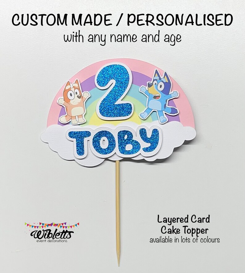 Wackadoo Bluey Rainbow Theme Birthday Party Cake Topper - Etsy Australia
