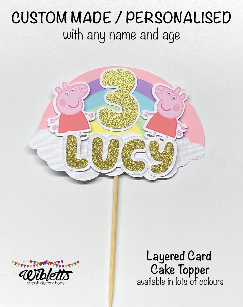 Personalised Rainbow Peppa or George Pig Theme Birthday Party Cake ...