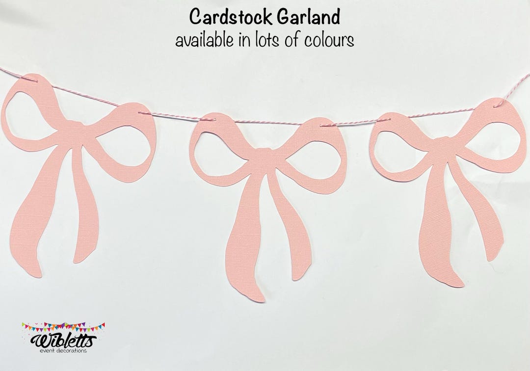 Cute Ribbon Style Cardstock Bow Garland Banner or Cupcake Toppers ...