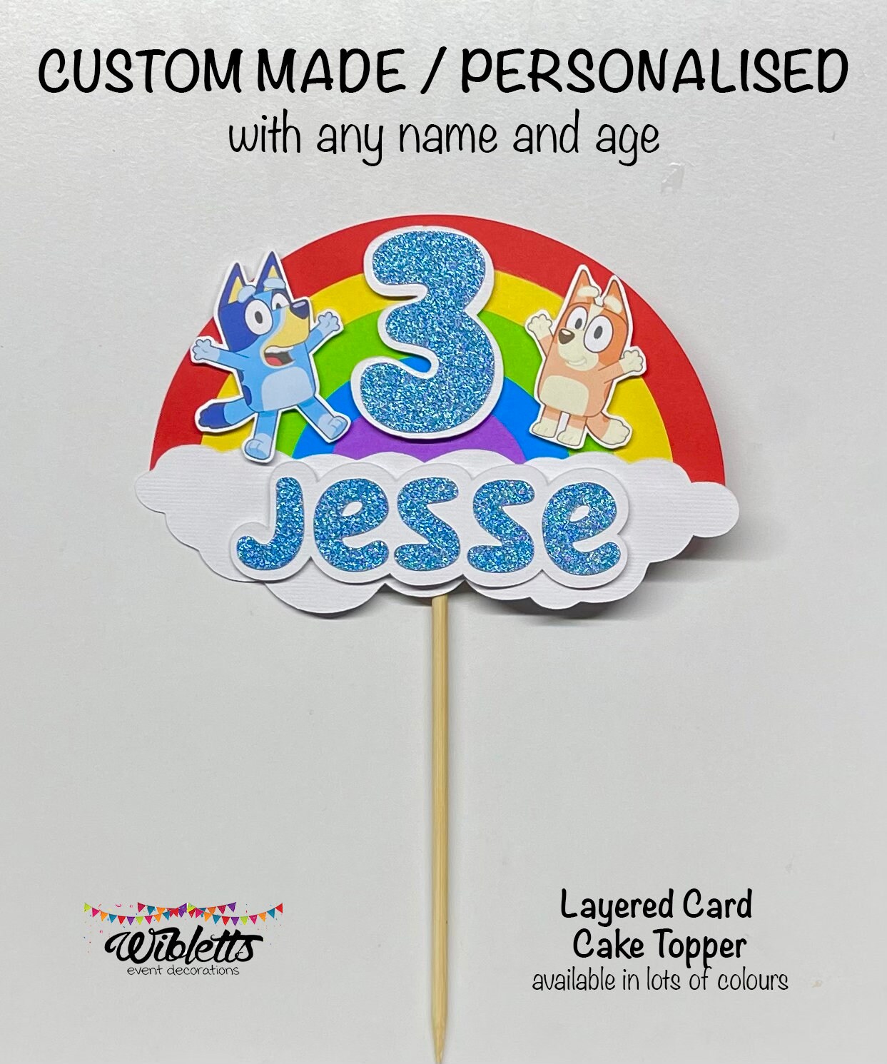 Wackadoo! Bluey Rainbow Theme Birthday Party Cake Topper Decoration ...