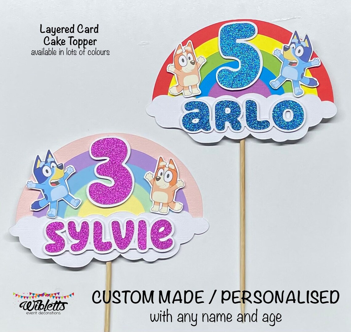 Wackadoo Bluey Rainbow Theme Birthday Party Cake Topper | Etsy Australia