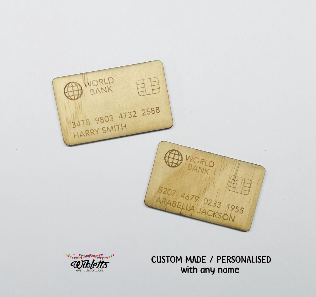 Pretend Play Credit Debit Bank Card, Kids Imaginative Play Shop Wooden ...