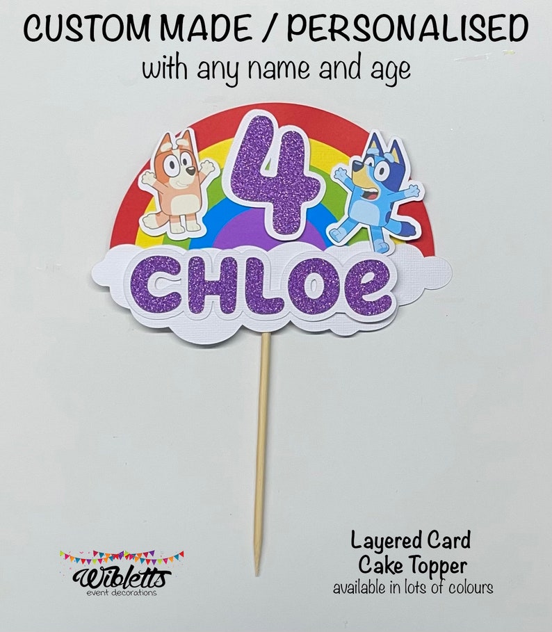Wackadoo Bluey Rainbow Theme Birthday Party Cake Topper - Etsy Australia