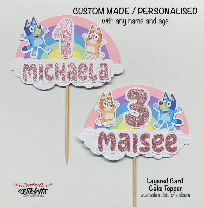 Wackadoo! Bluey Rainbow Theme Birthday Party Cake Topper Decoration ...