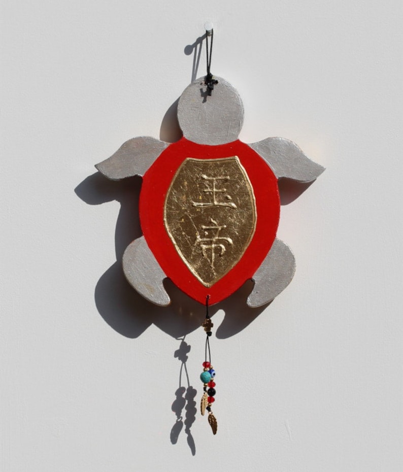 Gilded Feng Shui Turtle in Ruby Red, Unique Housewarming Gift, Lucky ...
