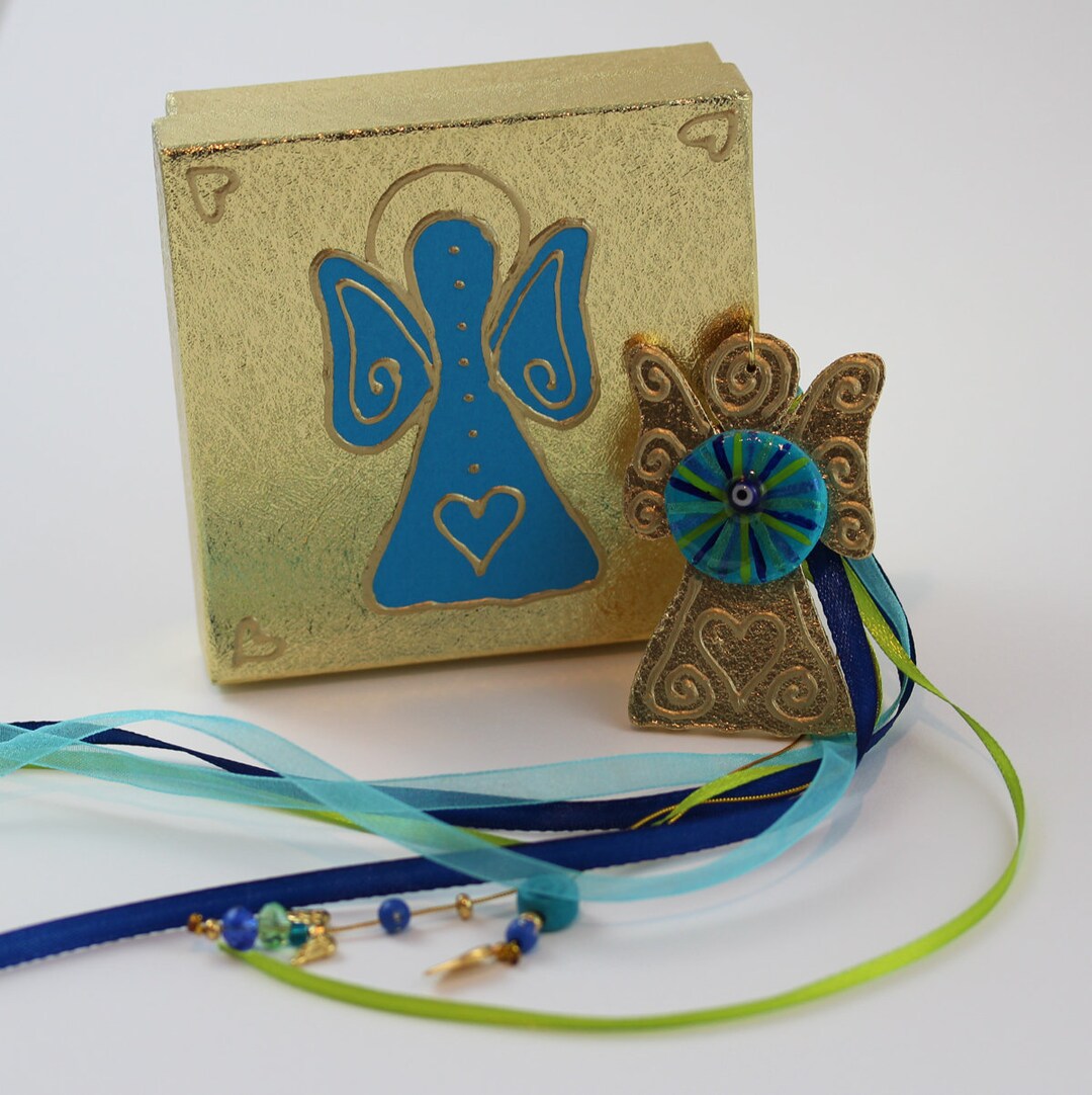 Gilded Good Luck Angel With Eye in Gift Box, Lucky Charm Ornament for ...