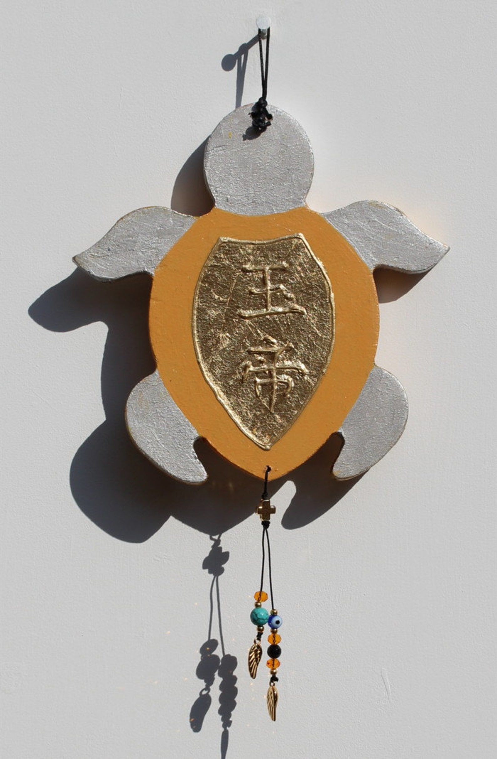 Good Luck Entrance Decor, Feng Shui Turtle in Amber Yellow, Unique ...