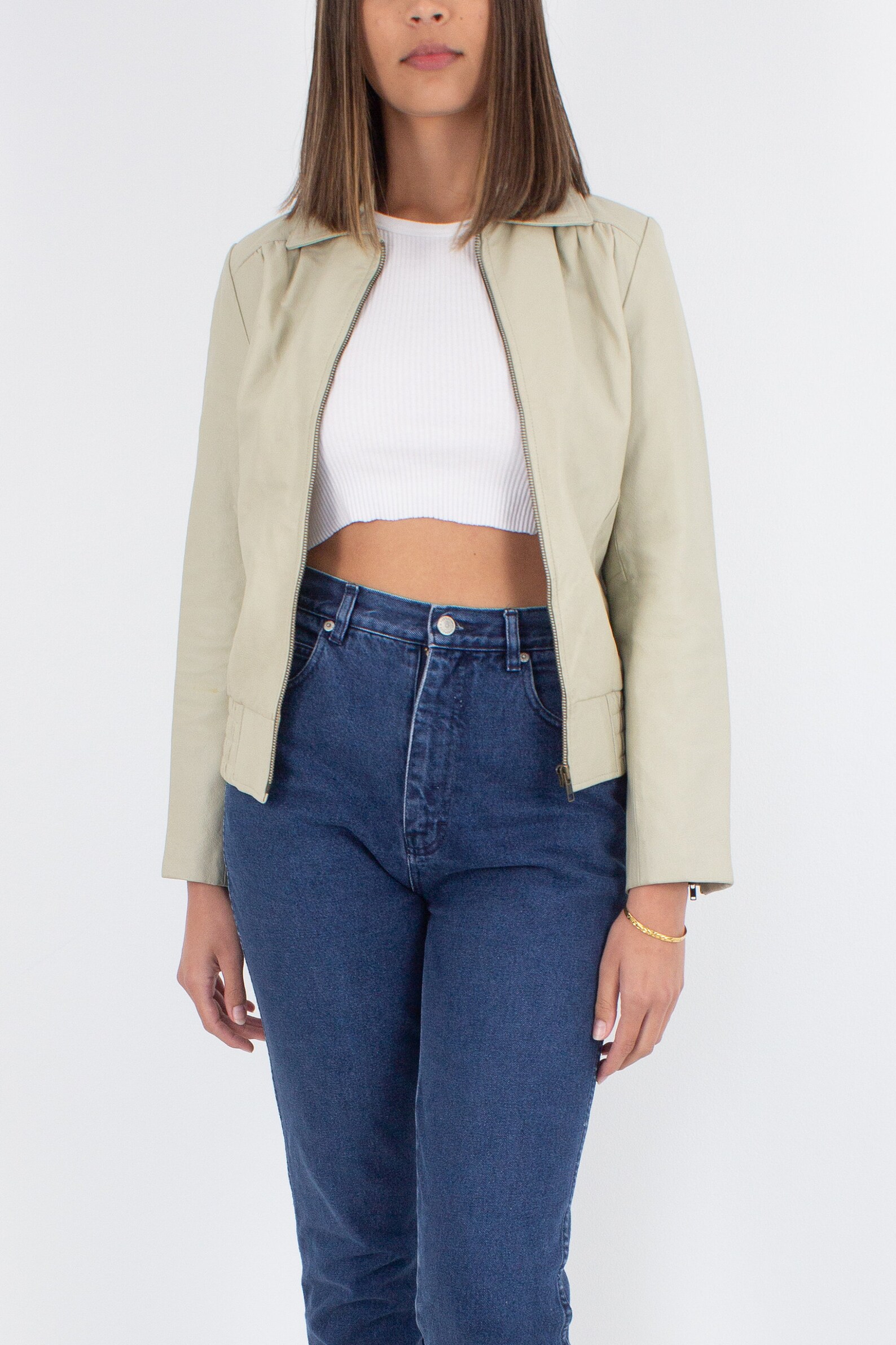 60/70s Style Beige Leather Jacket Mod Leather Jacket - Etsy