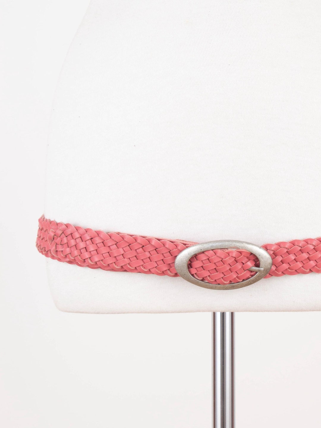 Y2K 2000s 00s Bubblegum Pink Genuine Leather Belt | Braided Woven Boho ...