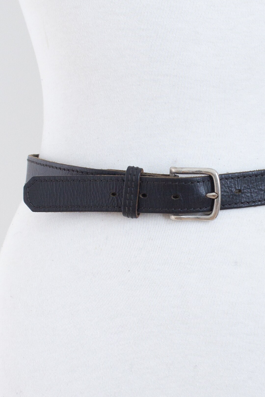 Black Genuine Leather Womens Boho Grunge Minimalist Staple Belt High ...
