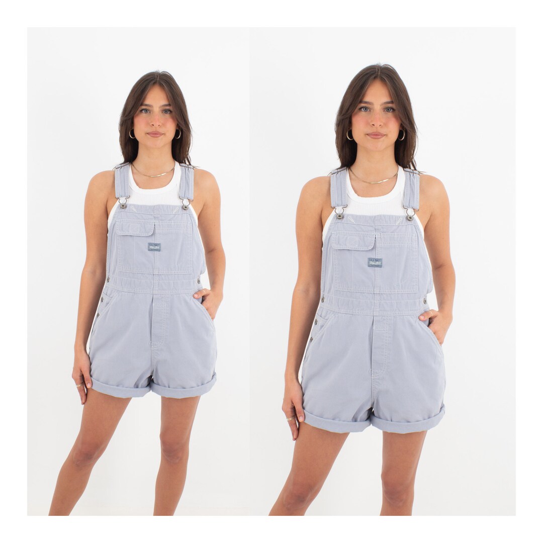 90s 1990s Light Grey Denim Cotton Overalls | Short Overalls | Spring ...