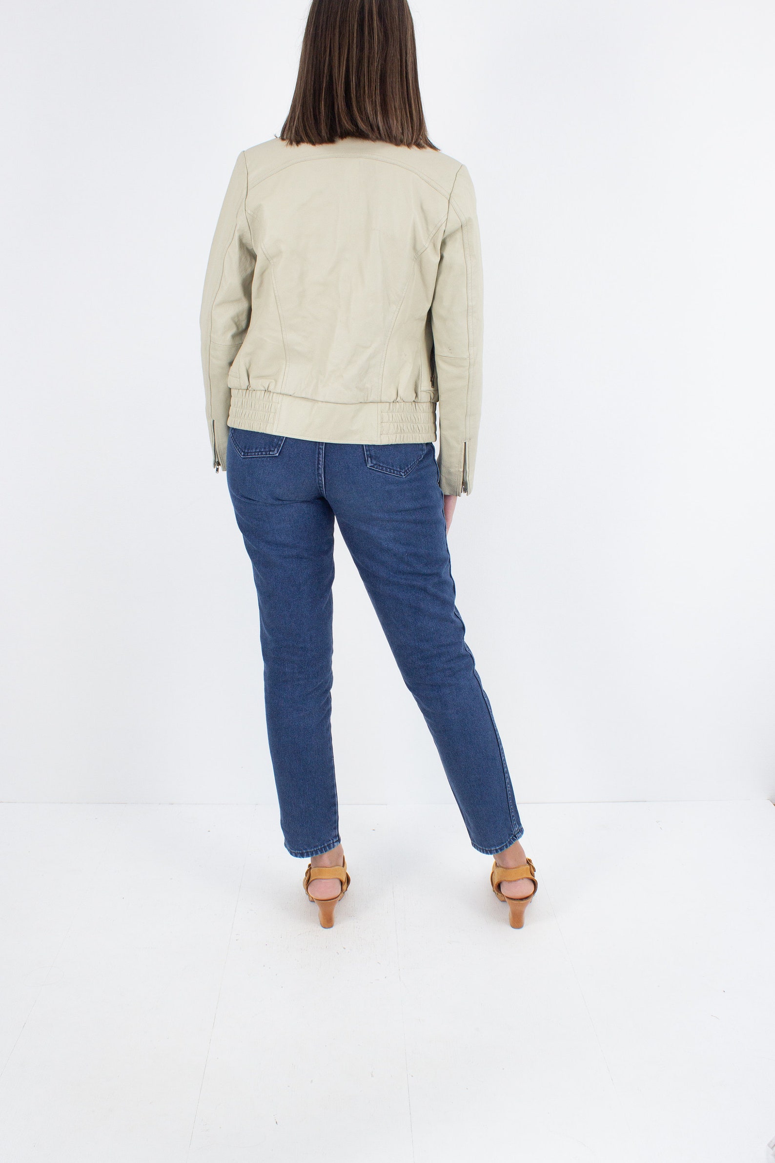 60/70s Style Beige Leather Jacket Mod Leather Jacket Womens Leather ...