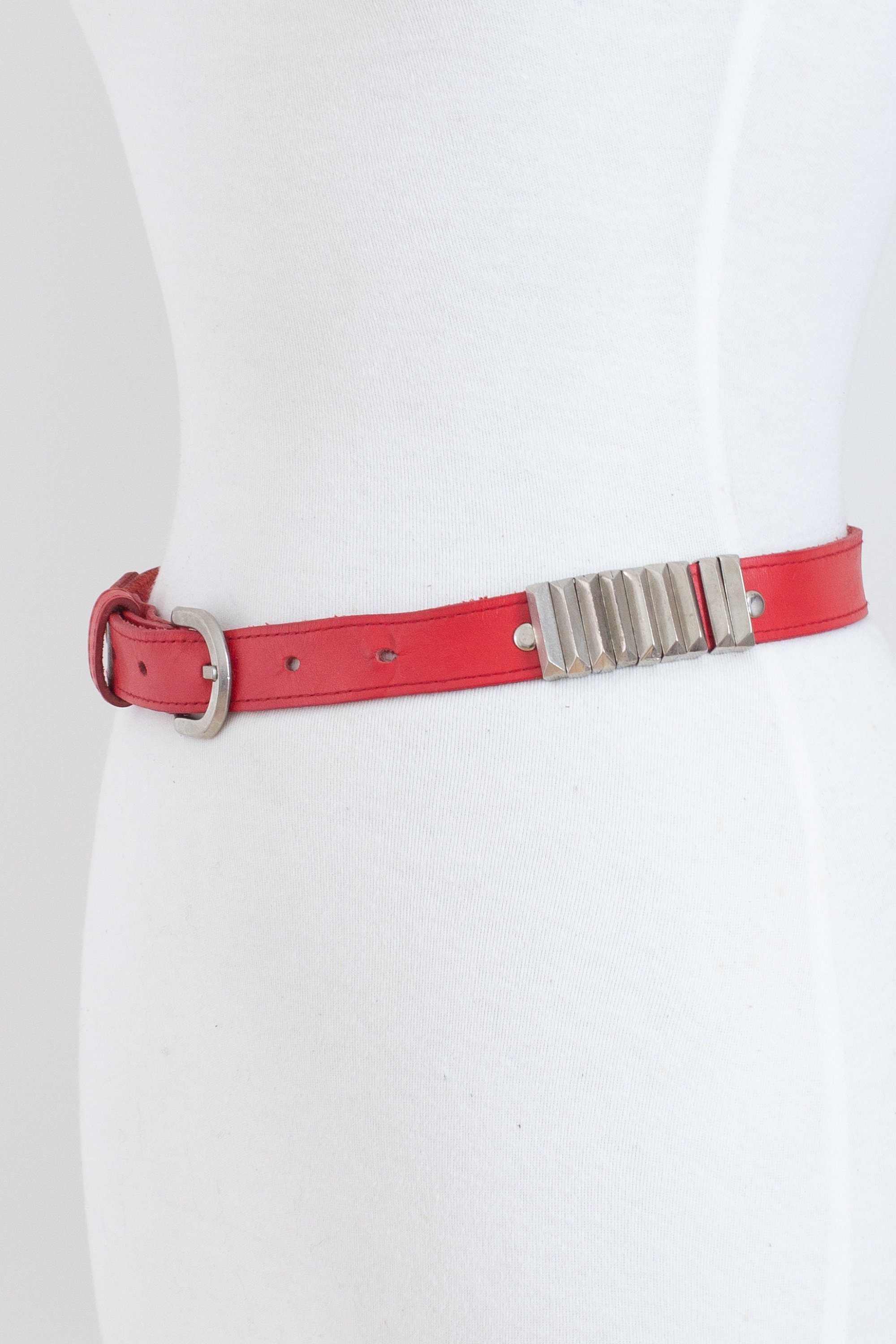 80s 1980s Bright Red Genuine Leather Womens Punk Grunge Unique ...