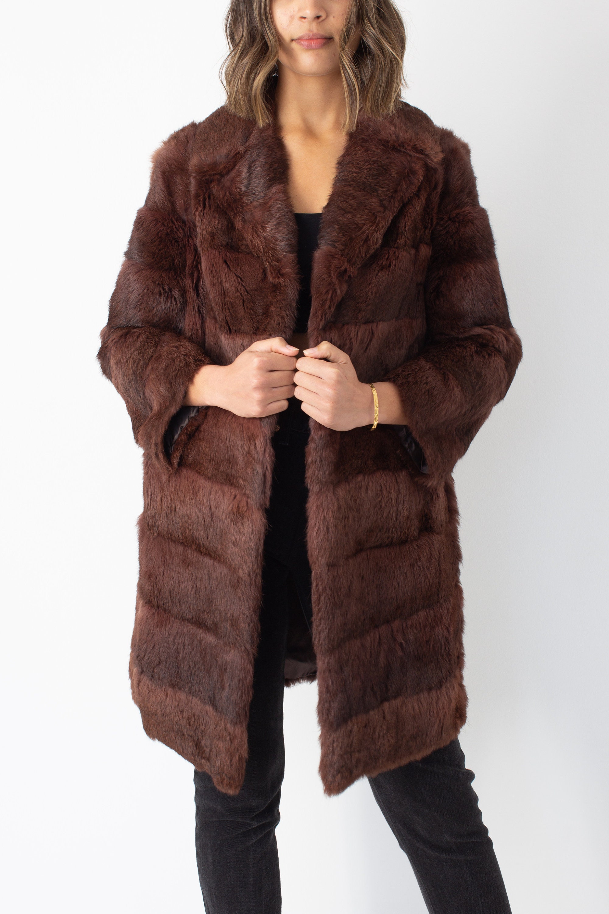 Mahogany Mid Length Genuine Real Fur Coat Jacket - Size S/M - Etsy