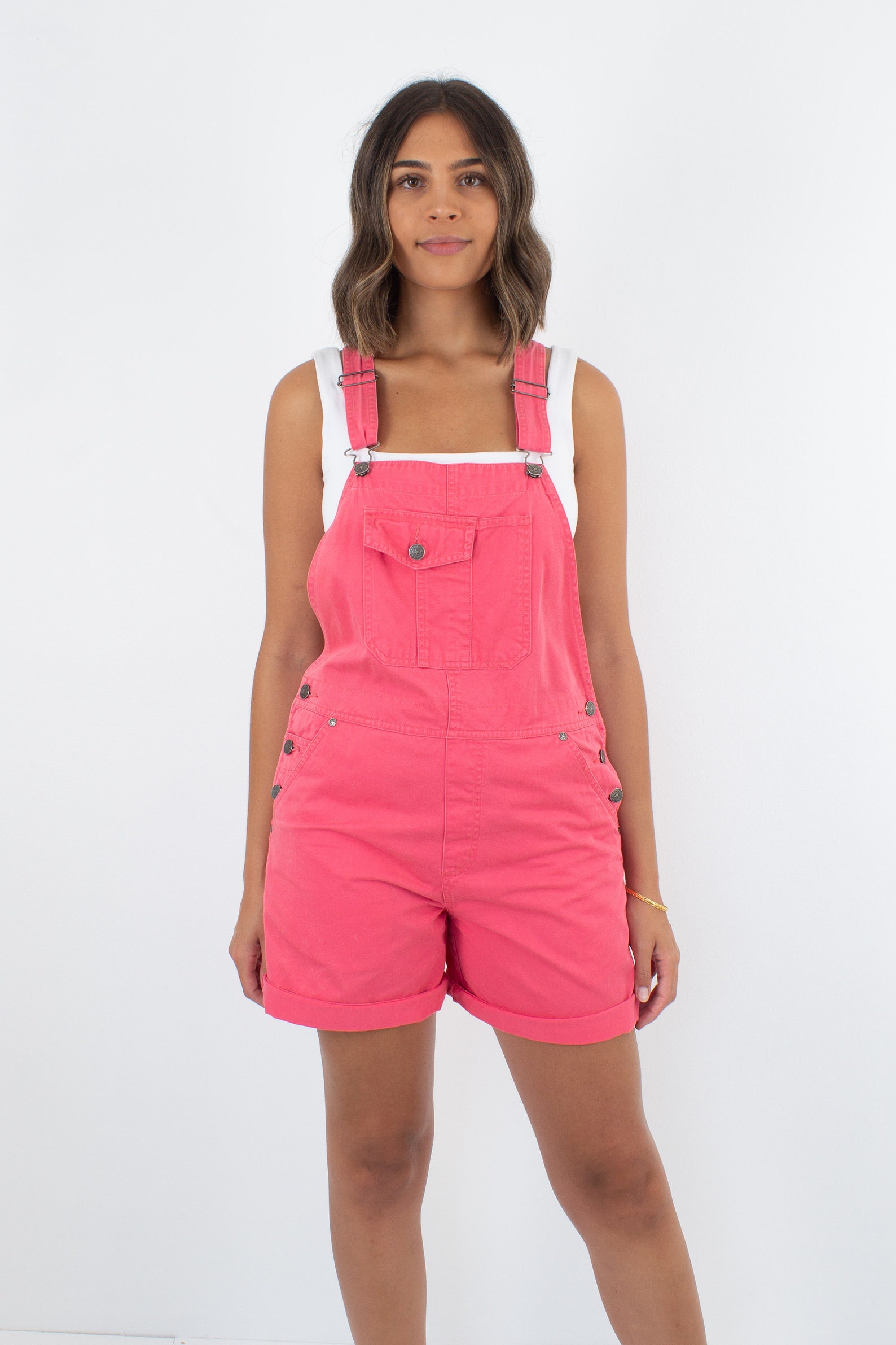 90s 1990s Pink Denim Short Overalls Cotton Overalls Womens - Etsy