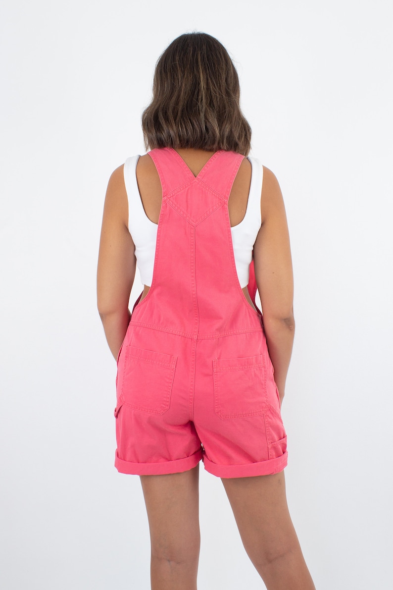 90s 1990s Pink Denim Short Overalls Cotton Overalls Womens - Etsy