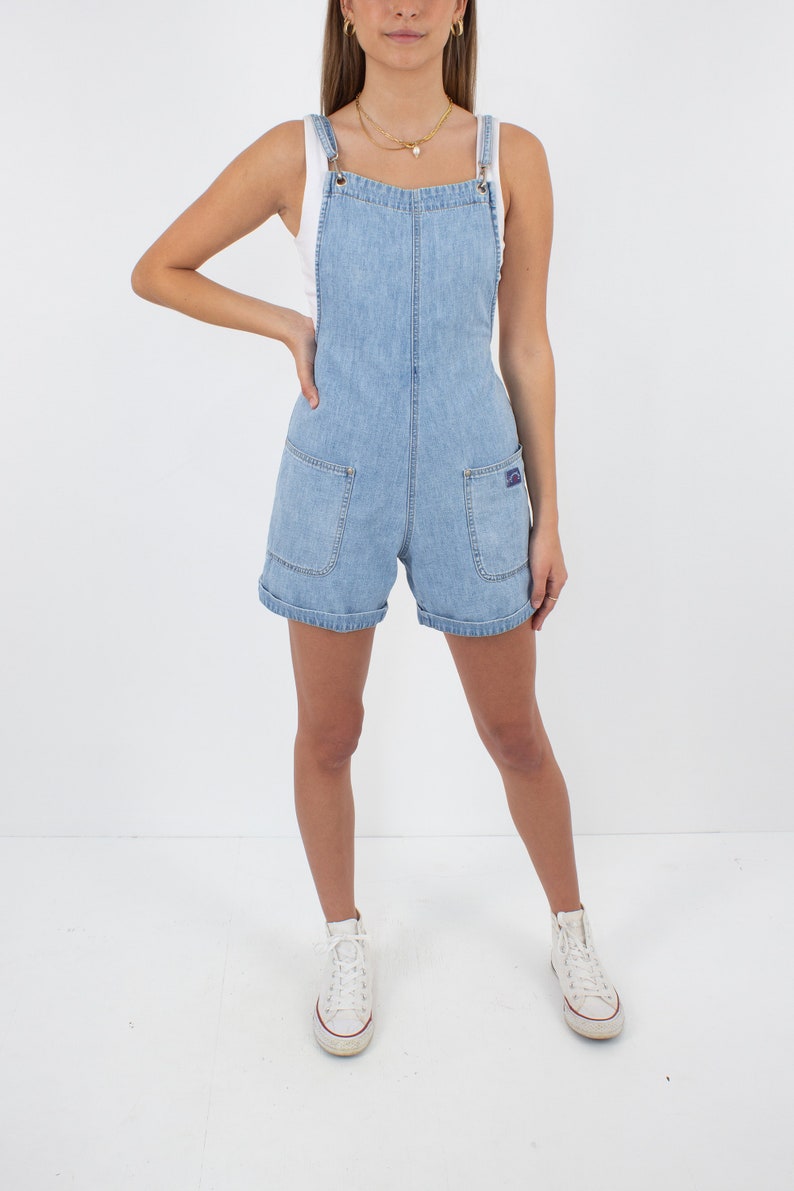 90s Backless Light Blue Denim Overalls Playsuit Size S - Etsy