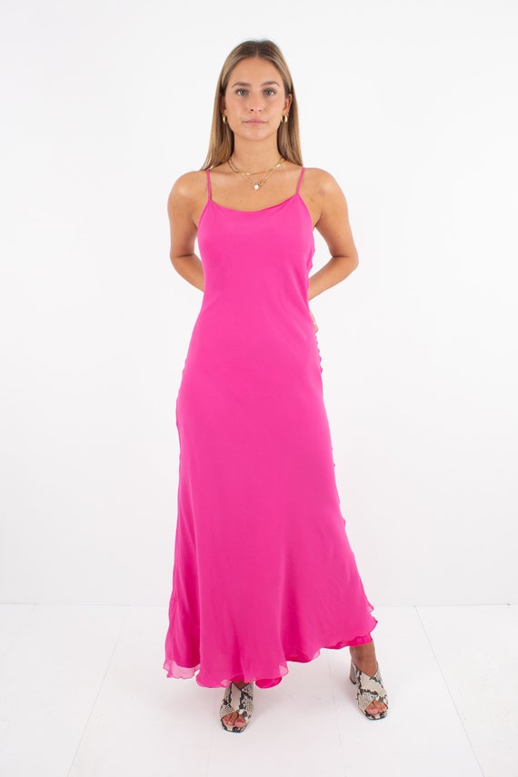 Barbie Hot Pink Silk Maxi Dress Pure Silk Dress S Gem