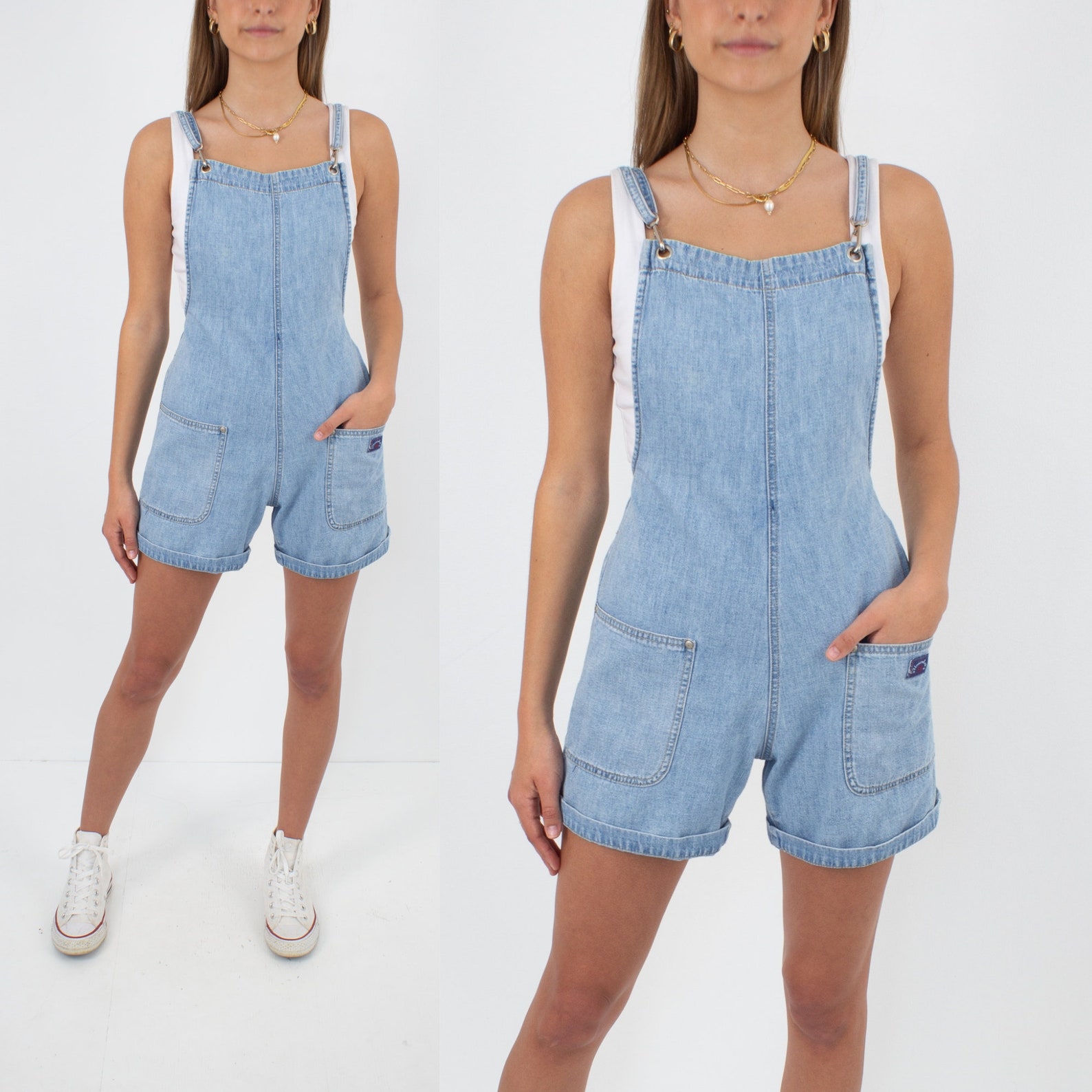 90s Backless Light Blue Denim Overalls Playsuit Size S - Etsy