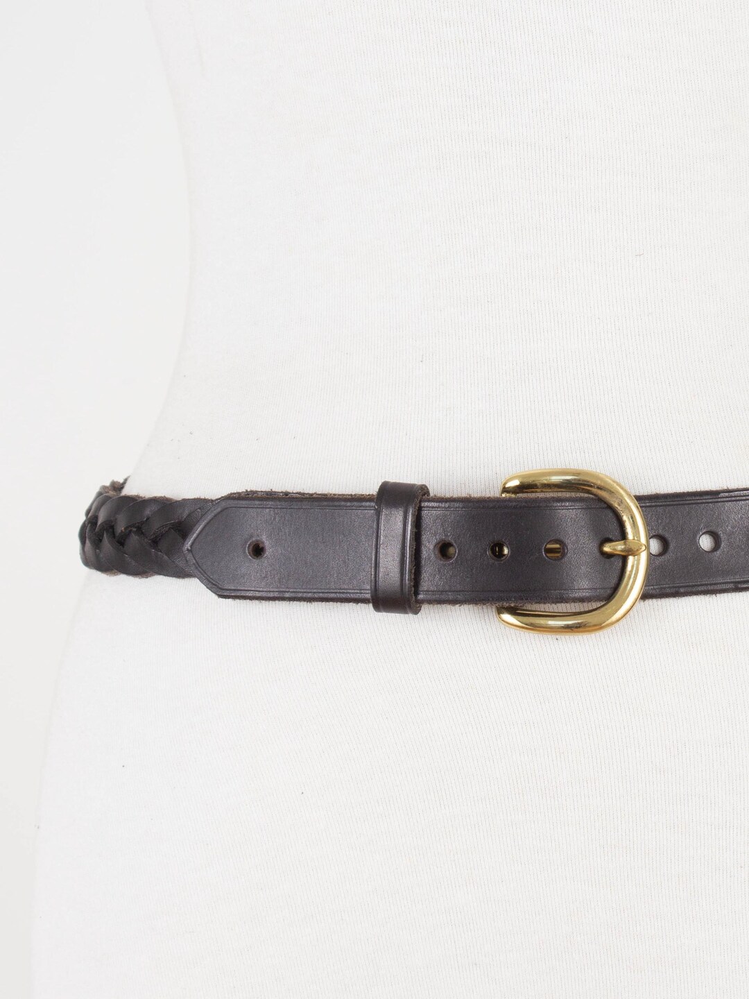 70s 1970s Style Black Woven Braided Genuine Leather Womens Boho ...