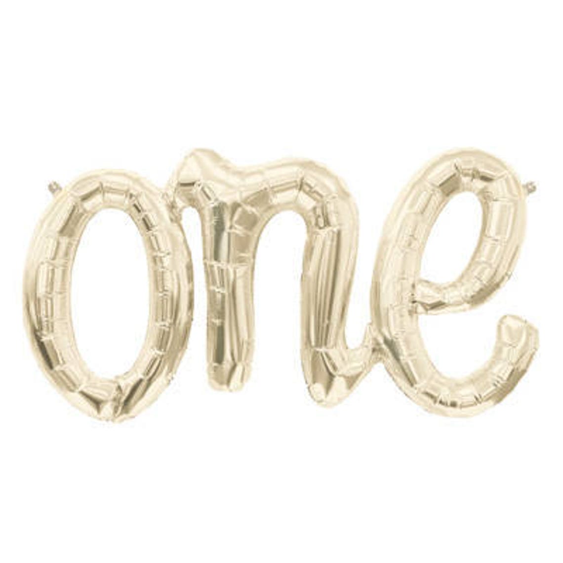 One Script Balloon. Script Balloons. White Gold Balloons. One Year ...