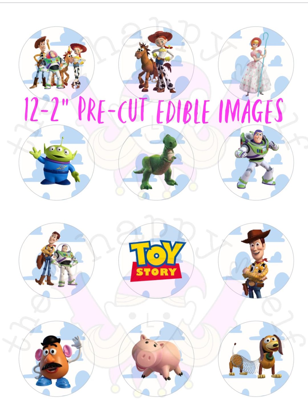 Toy Story Icing Circles - Edible Cupcake Toppers - 2" Pre-cut - Etsy