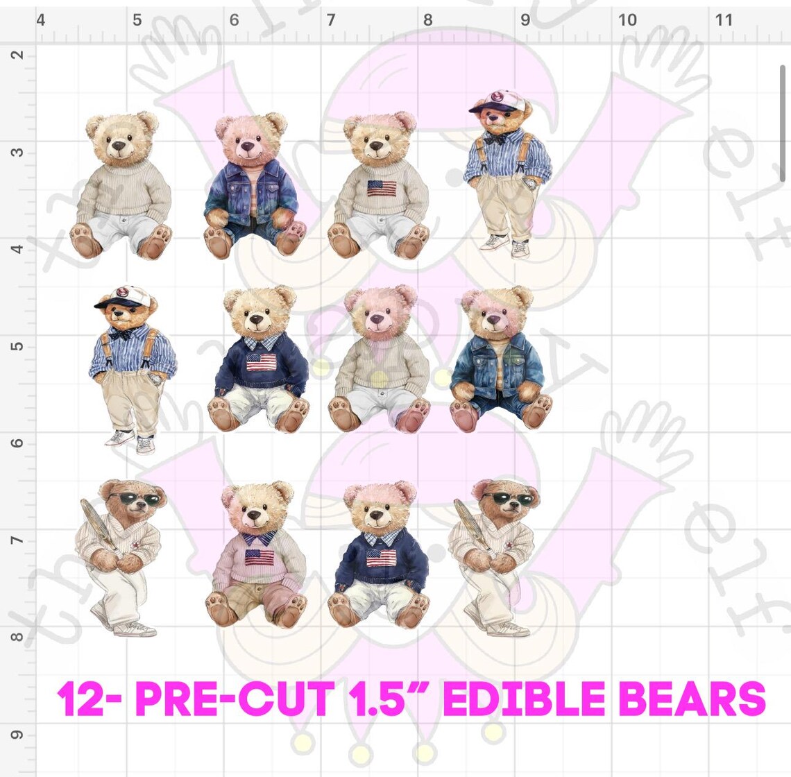 Preppy Bear Edible Topper- 12 - Etsy