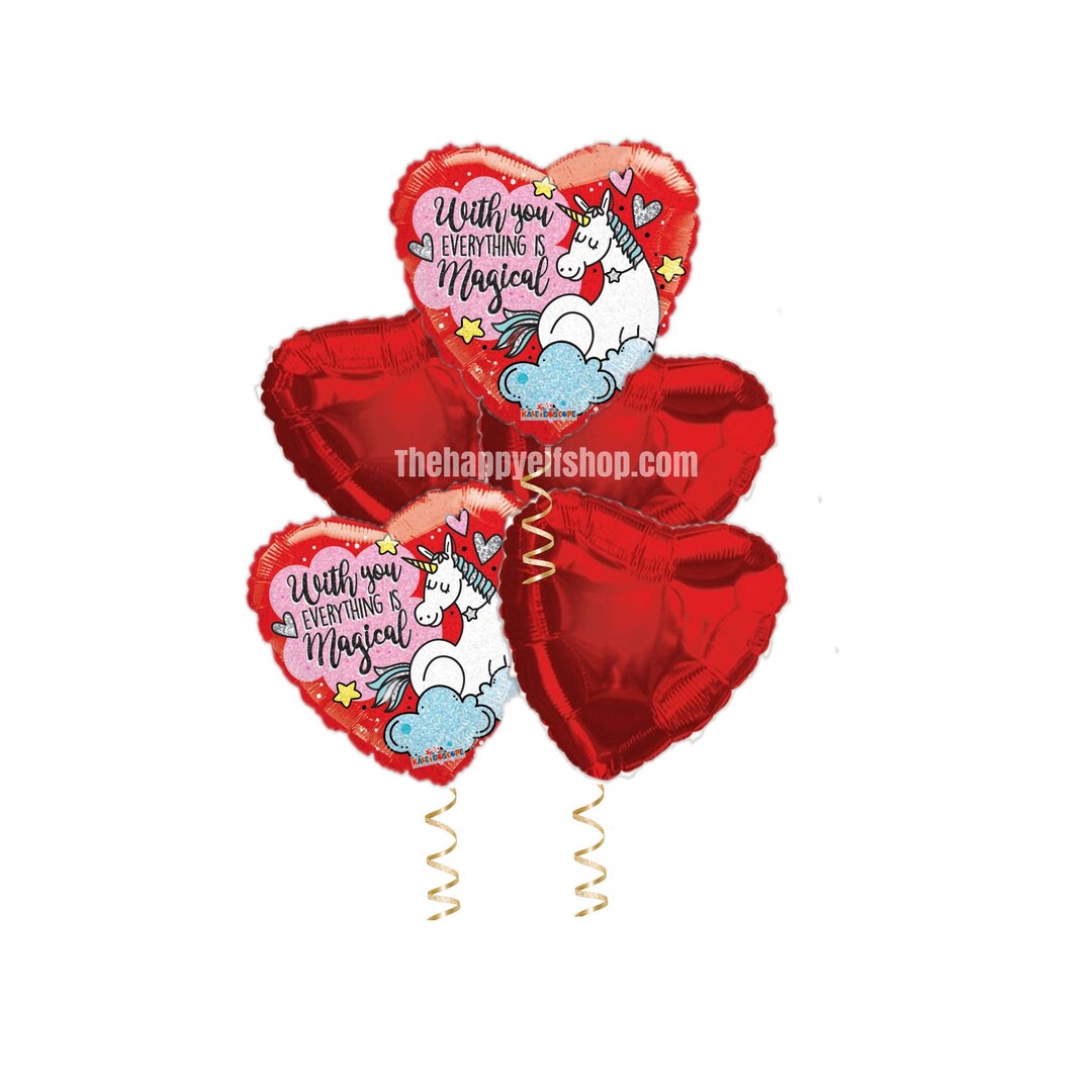 Unicorn Valentine Balloon Bundle. Unicorn Lover. Galentine Party. Vday ...