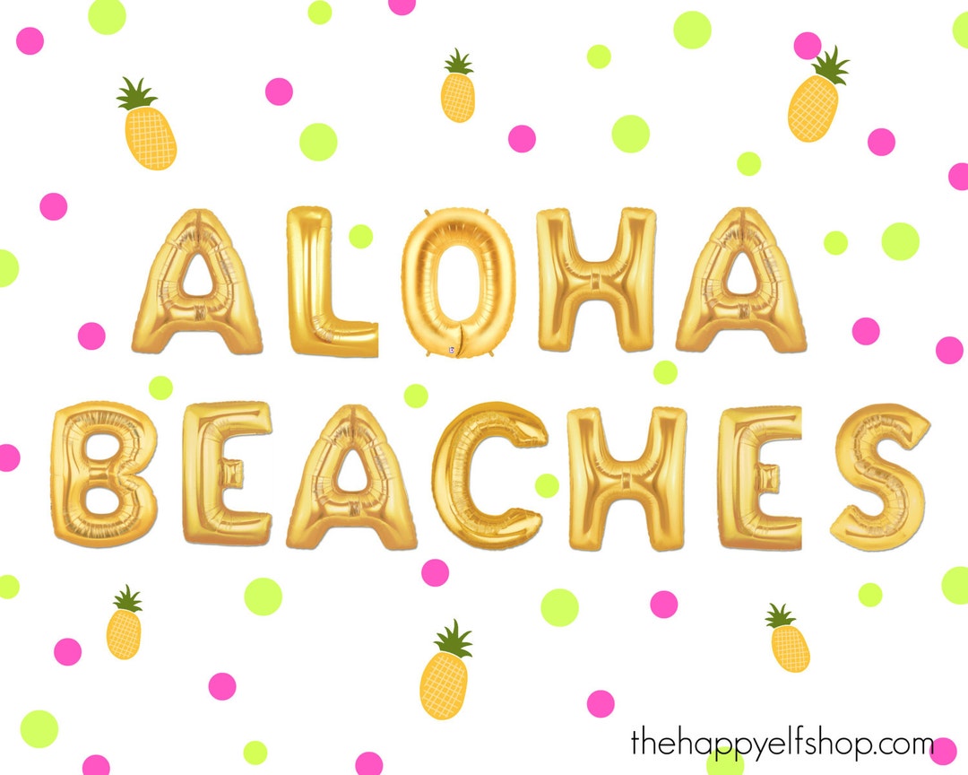 16" ALOHA BEACHES Balloons/banner. Party Decor. Flamingo Party. Luau ...