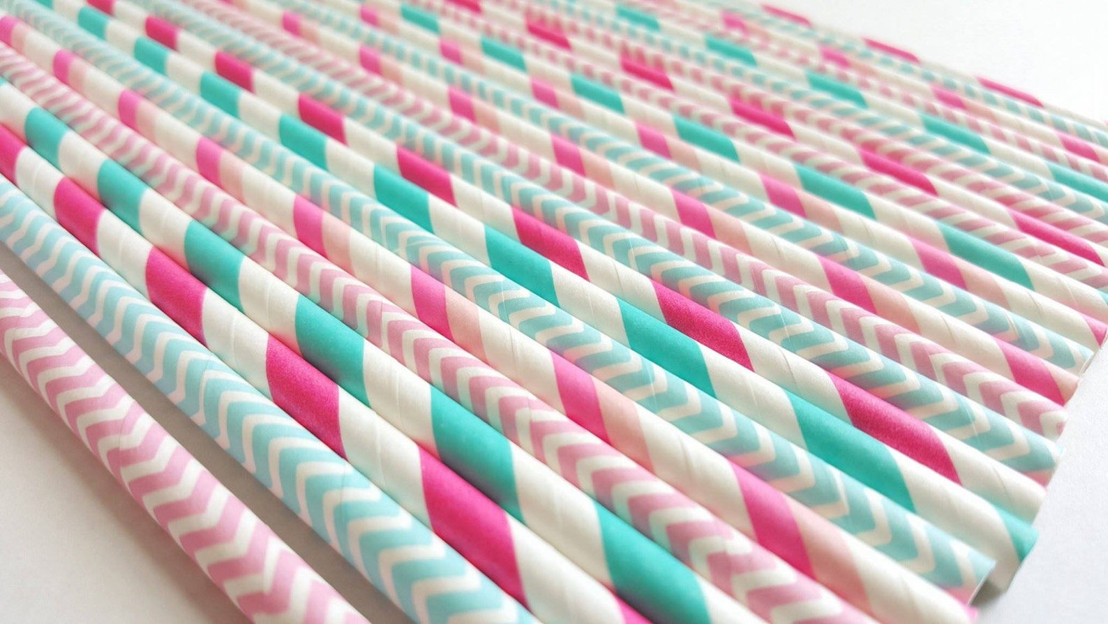 Cotton Candy Paper Straws: Pink & Blue Party Decorations - Etsy