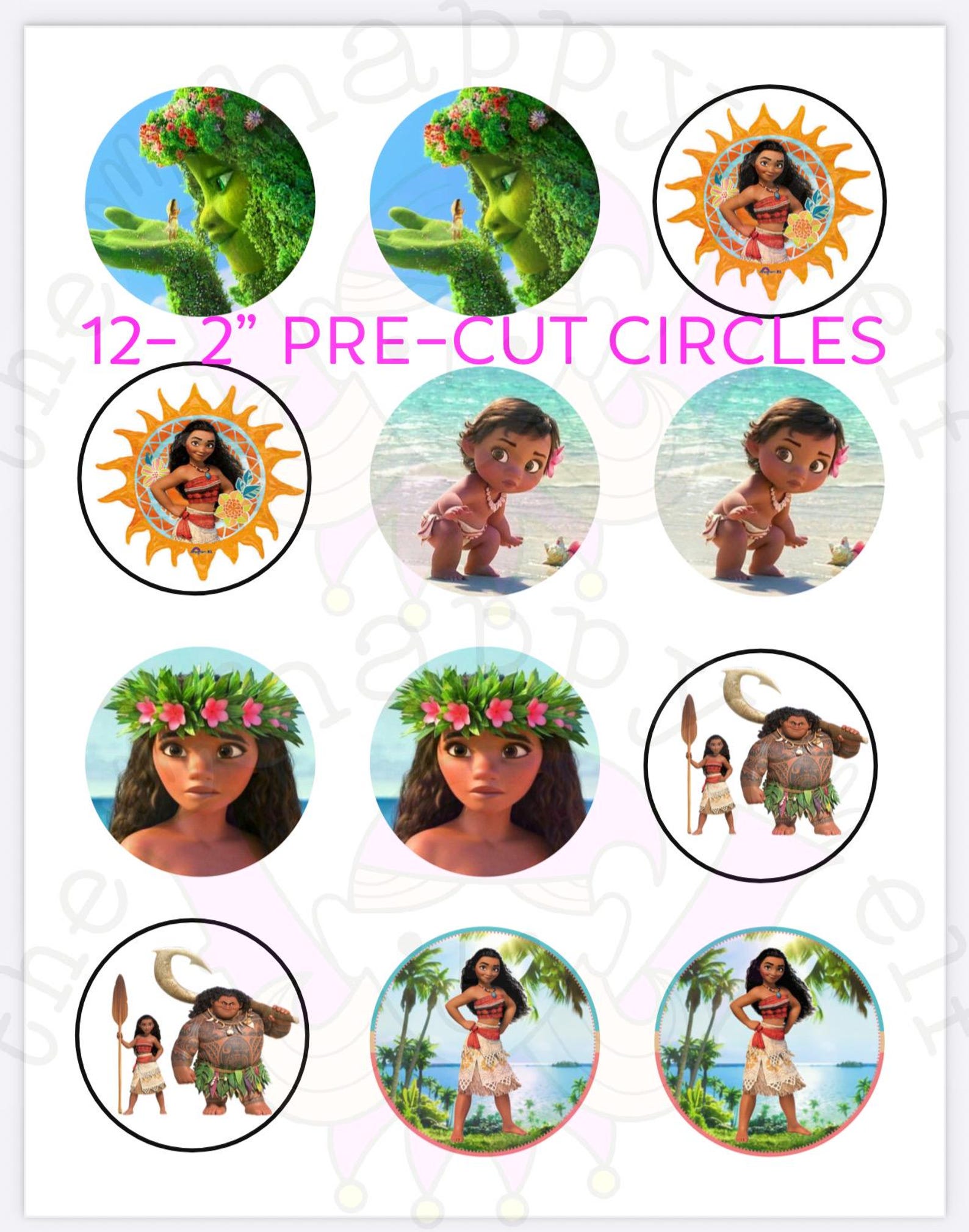 Moana Cupcake Toppers: Edible Icing Circles, Pre-cut (12- 2” ) - Etsy