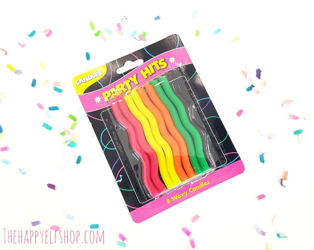Neon Wavy Birthday Candles: Luau Party Decor (set of 8) - Etsy Australia