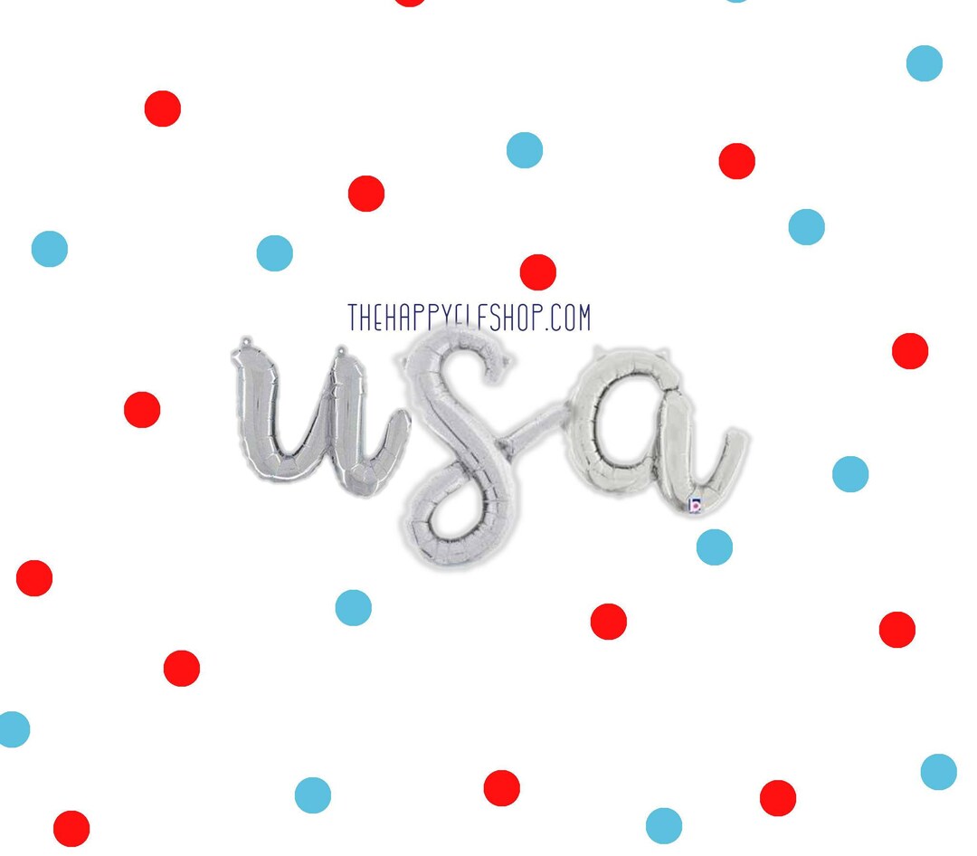 16 USA Script Balloons/banner. Fourth of July Balloons. American Pride ...