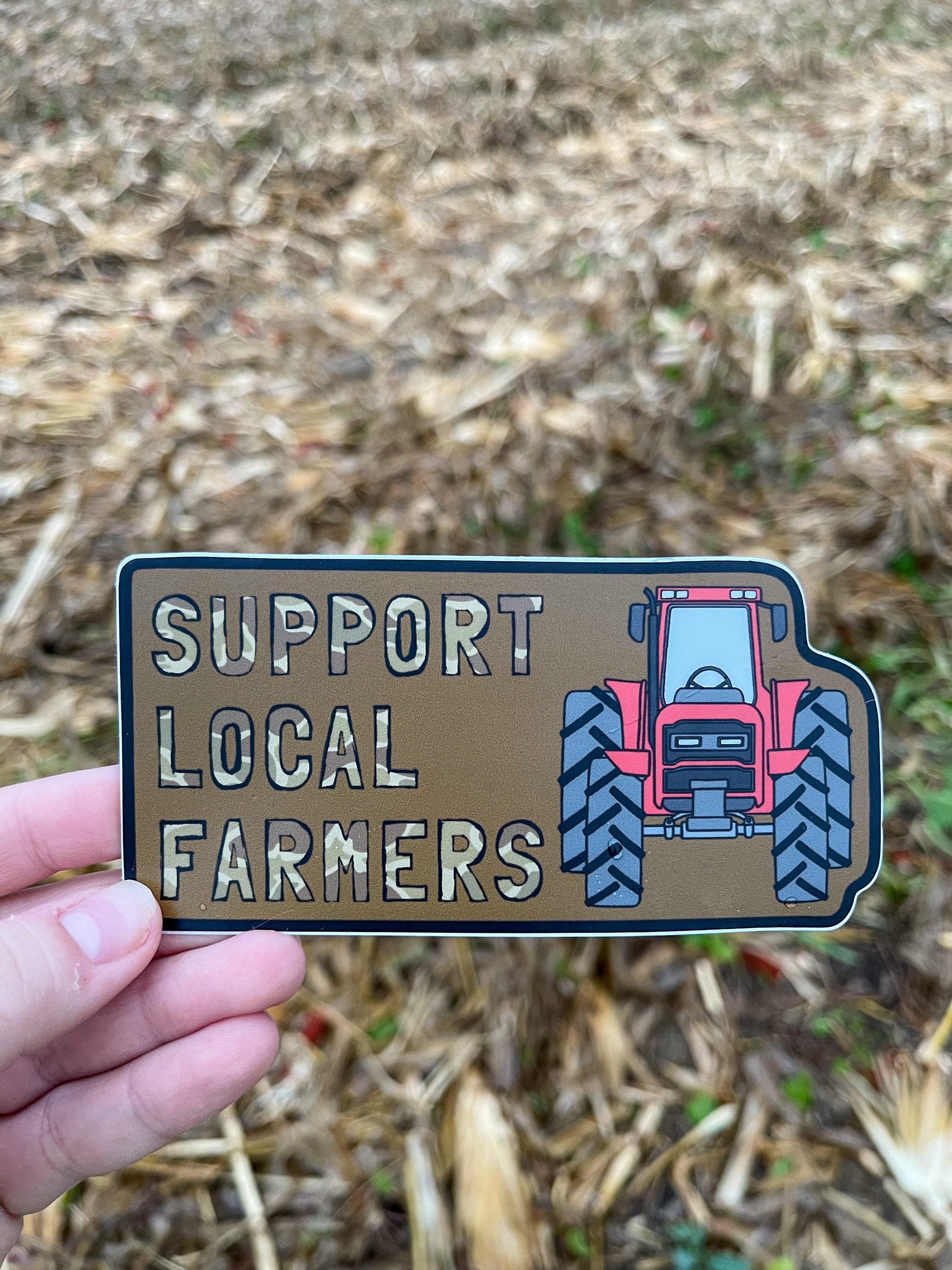 Support Local Farmers, Old School Camo, Sticker, Decal, Bumper Sticker ...