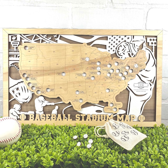 Baseball Stadium Travel Map Stadium Bucket List Baseball - Etsy