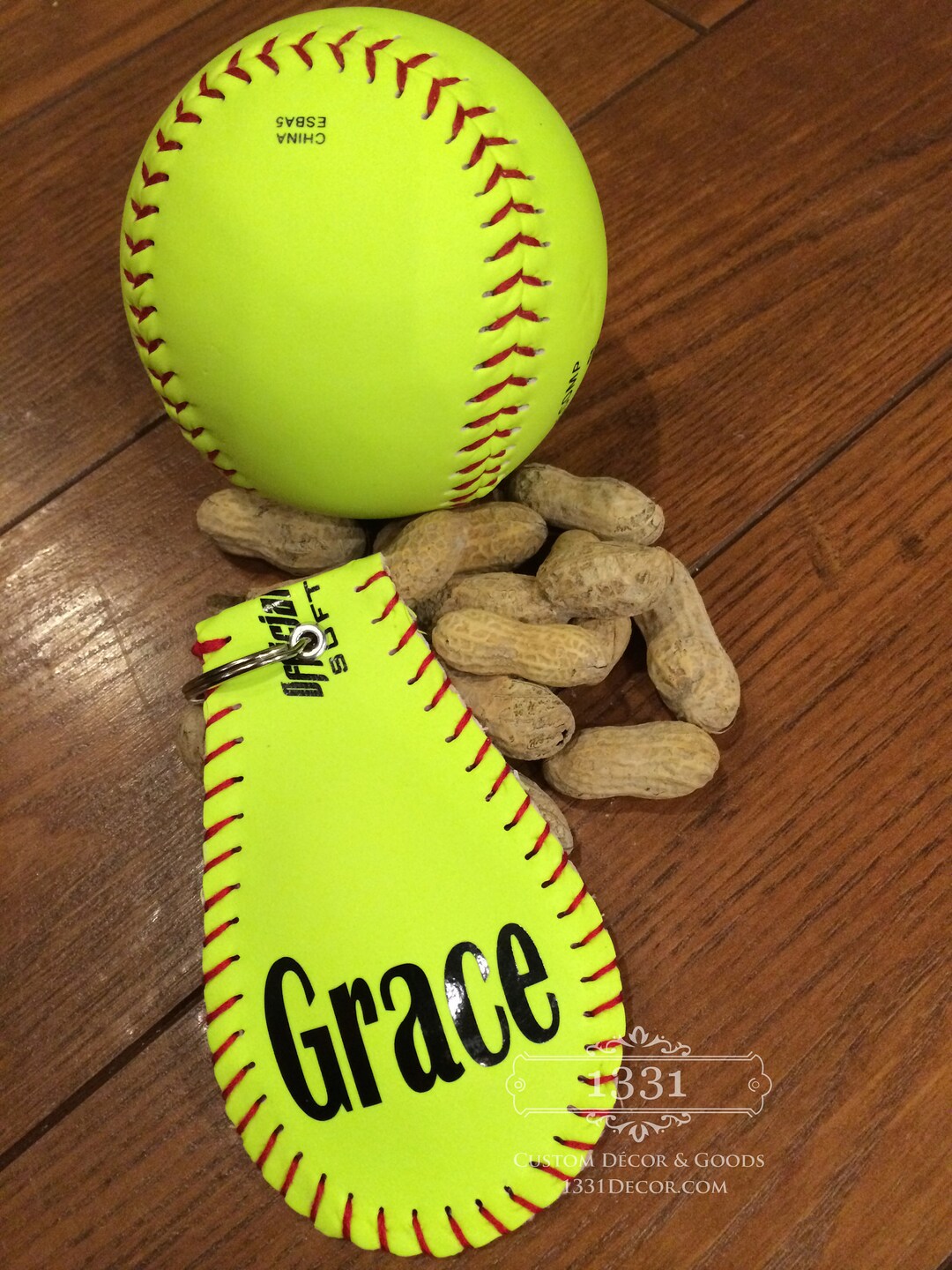 Softball Key Chain, Softball Keychain, Keychain, Key Chain, Softball ...