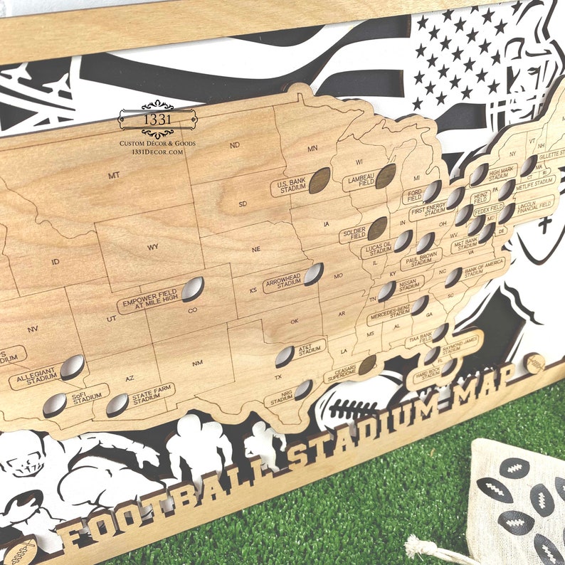 Pro Football Stadium Map Tracking Custom Football Map - Etsy