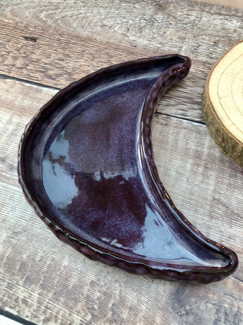 Ceramic Crescent Moon Dish - Dark Purple - Etsy