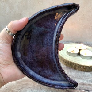 Ceramic Crescent Moon Dish - Dark Purple - Etsy