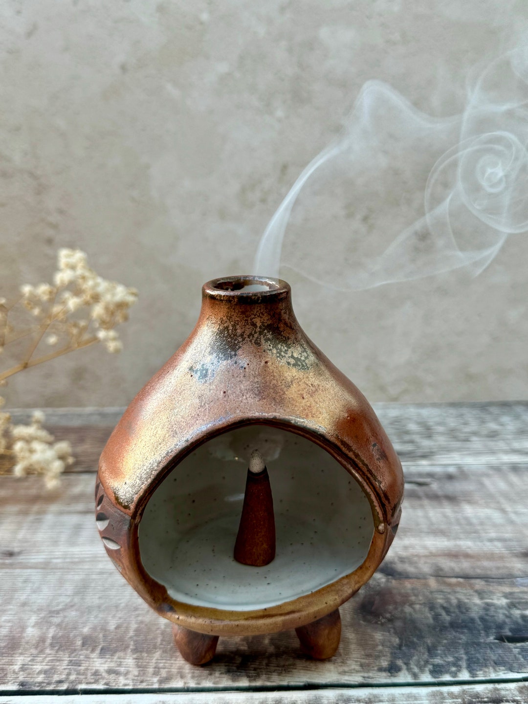 Ceramic Incense Burner Chiminea Copper - Etsy