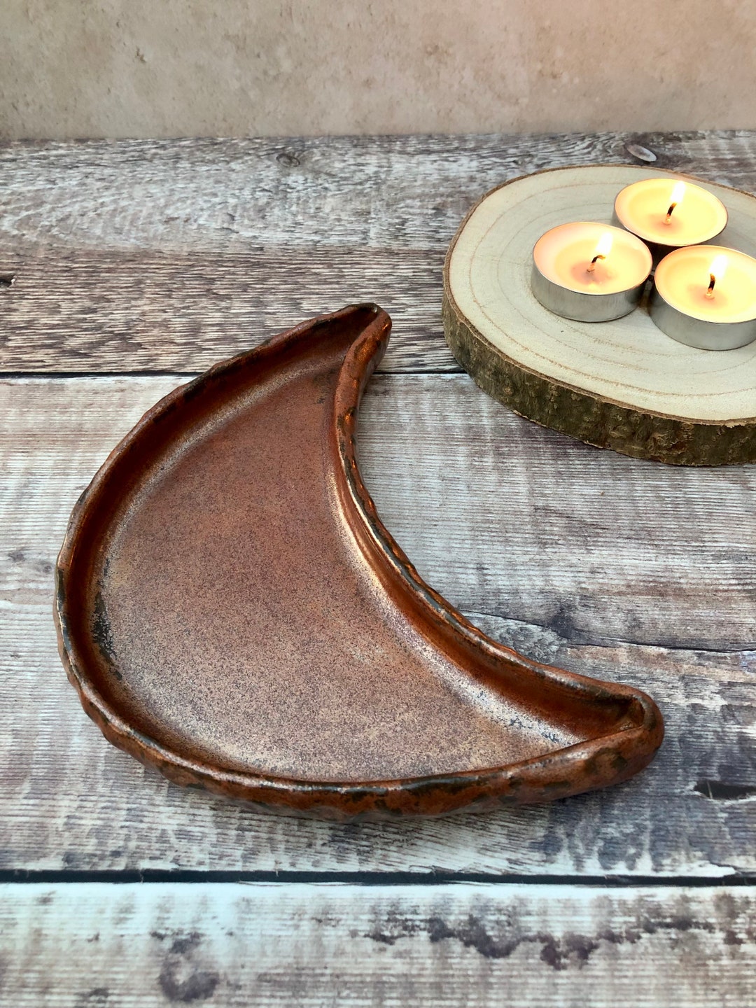 Ceramic Crescent Moon Dish - Copper - Etsy